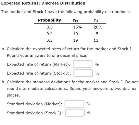 Solved Expected Returns Discrete Distribution The Market