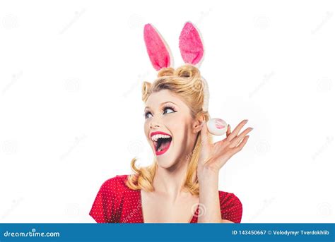 Easter Woman Woman Wearing A Mask Easter Bunny And Looks Very