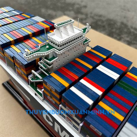 Mô Hình Tàu Chở Hàng Tàu Container Cma Cgm Gỗ Tự Nhiên Dài 70cm