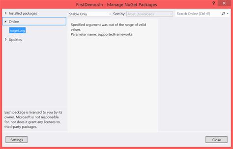 Net NuGet Fails To Install Any Package And Wont Install Stack