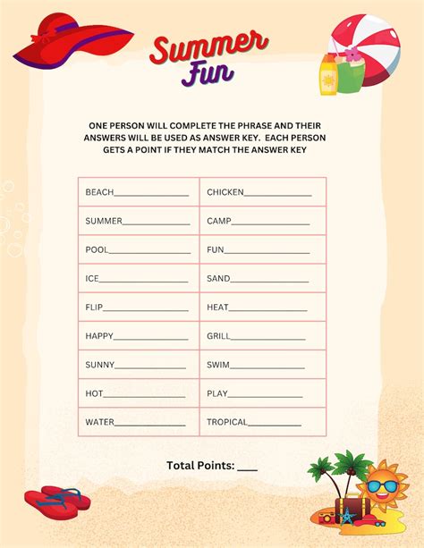 Summer Fun Games Summer Printable Games Summer Activities Etsy