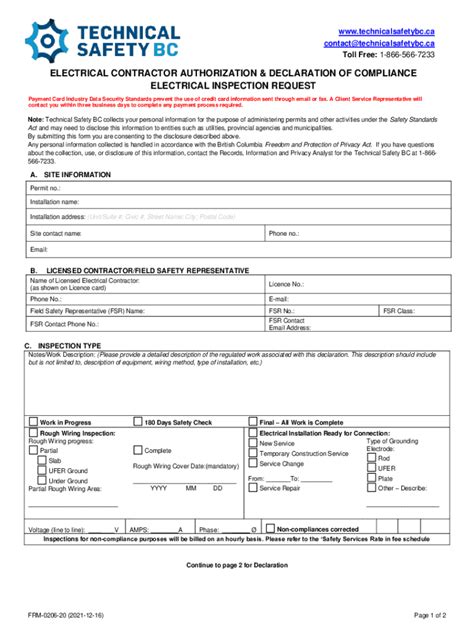 Fillable Online Electrical Contractor Authorization And Declaration Of