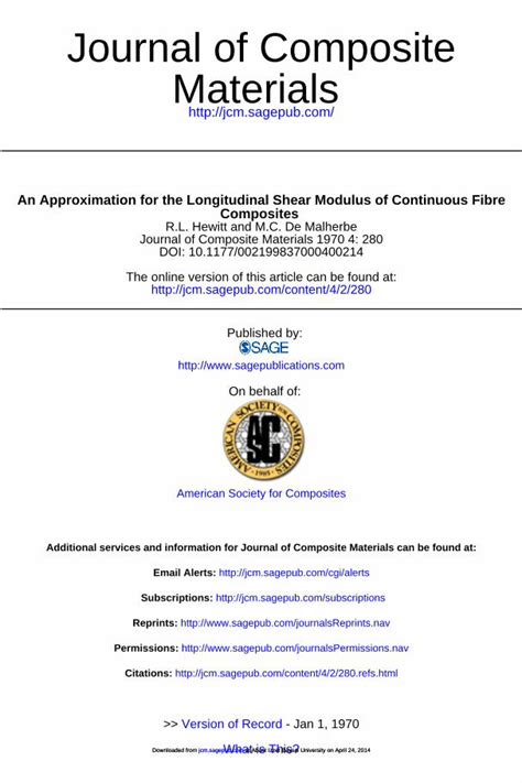 Pdf An Approximation For The Longitudinal Shear Modulus Of Continuous