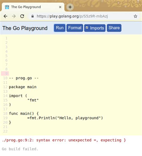 x playground error line highlighting broken with multi file programs