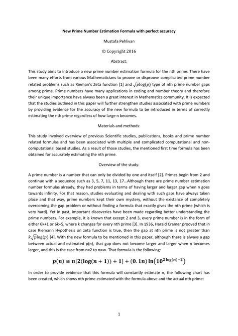 Pdf New Prime Number Estimation Formula With Perfect Accuracy