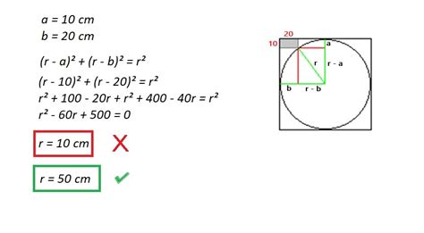 radius of a circle touching a rectangle both of which are inside a square