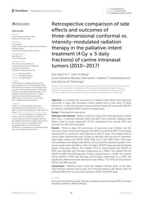 Pdf Retrospective Comparison Of Side Effects And Outcomes Of Three Dimensional Conformal Vs