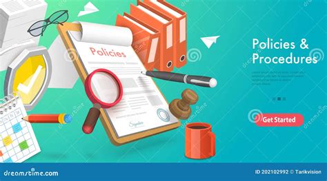 3d Vector Conceptual Illustration Of Policies And Procedures Stock