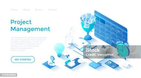 프로젝트 관리 계획 조직 일정 생산성 마케팅 분석 및 개발 아이소메트릭 그림입니다 흰색 배경에 웹을 위한 랜딩 페이지