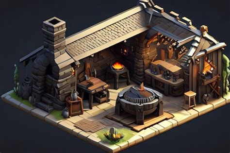 Premium Photo Isometric Blacksmithing Or Making War Weapons