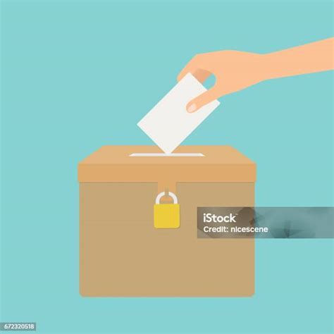 인간의 손을 투표 상자에 투표 용지를 넣어 벡터 일러스트 레이 션 평면 디자인 선거 개념입니다 Referendum에 대한 스톡 벡터 아트 및 기타 이미지 Istock
