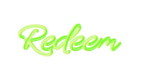 Premium Vector Redeem Text Typography Calligraphy Script 3d Vector In Light Green Glow Neon Color