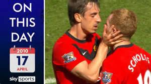 On This Day Gary Neville Kisses Paul Scholes After His Manchester