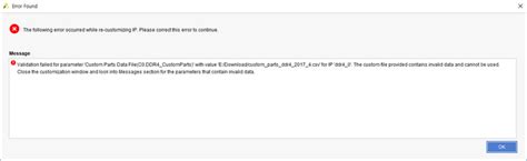 mig configuration error ddr4 custom parts data file