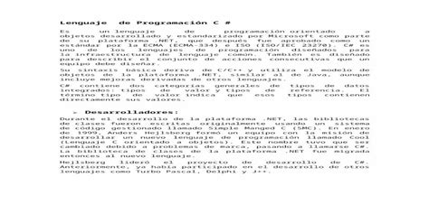 Lenguaje C Sharp Docx Document