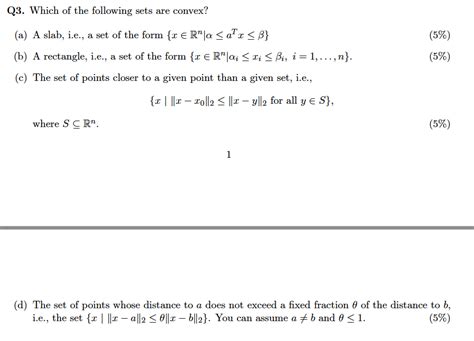 Solved Q Which Of The Following Sets Are Convex A A Chegg Com