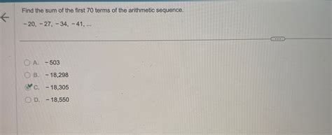 solved find the sum of the first 70 ﻿terms of the arithmetic