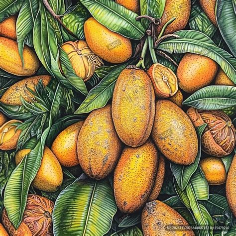 Ai创作图一串芒果手绘 芒果包装插画 手绘香榧子 手绘巴西松子 原创芒果插画 贵妃芒插画手绘 美国山核桃插画 巴西松子插画 小台芒手绘 黄金