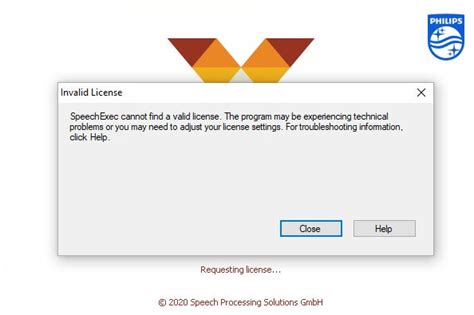 error invalid license speech processing solutions gmbh