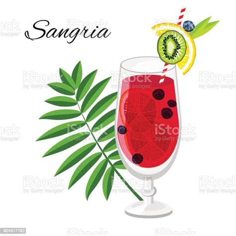 Sangria 과일 칵테일 흰색 절연 상그리아에 대한 스톡 벡터 아트 및 기타 이미지 상그리아 과일 라임 Istock