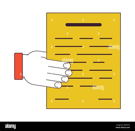 Hand Gives Paper Blank Flat Line Color Isolated Vector Object Stock Vector Image And Art Alamy