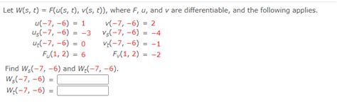 Solved Let W S T F U S T V S T Where F U And V Are Chegg Com