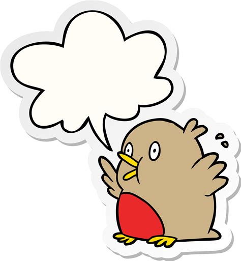 Cartoon Over Excited Robin And Speech Bubble Sticker 10669903 Vector Art At Vecteezy