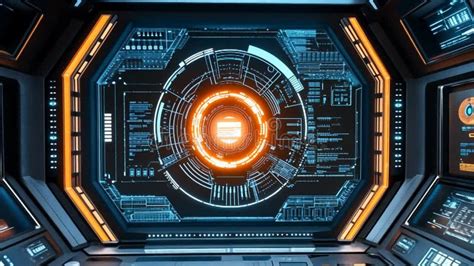 Futuristic Spaceship Console With Glowing Displays And Complex Data Interfaces Stock Footage