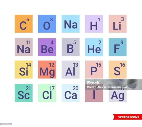 화학 요소 아이콘 색상 유형의 집합입니다 격리된 벡터 기호 기호 주기율표에 대한 스톡 벡터 아트 및 기타 이미지 주기율표 석탄 염소 화학 Istock