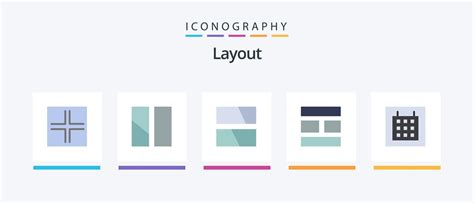 Layout Flat 5 Icon Pack Including Collage Wireframe Calendar