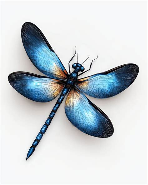 A Stunning Blue Dragonfly Displaying Intricate Wing Patterns And