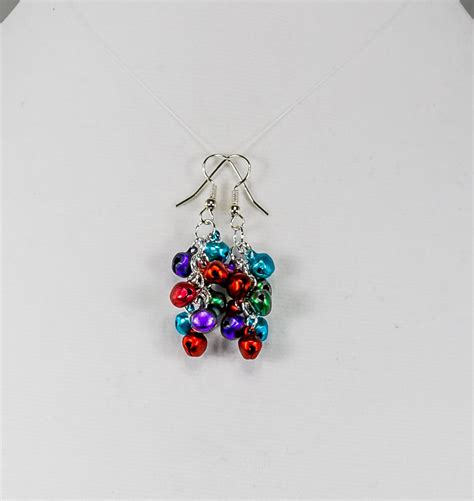 Jingle Bell Cluster Earrings Jewel Tone Bells Christmas Etsy