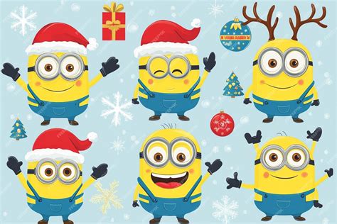 Clipart Stickers Of Minion Faces Celebrating Christmas Snow Minions