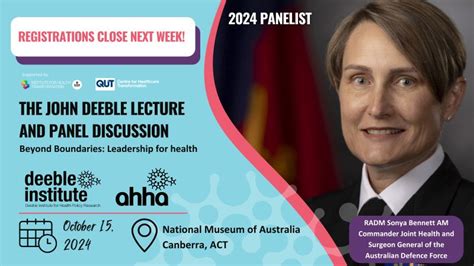Registrations For The 2024 John Deeble Lecture And Panel Discussions Close Next Week Deeble