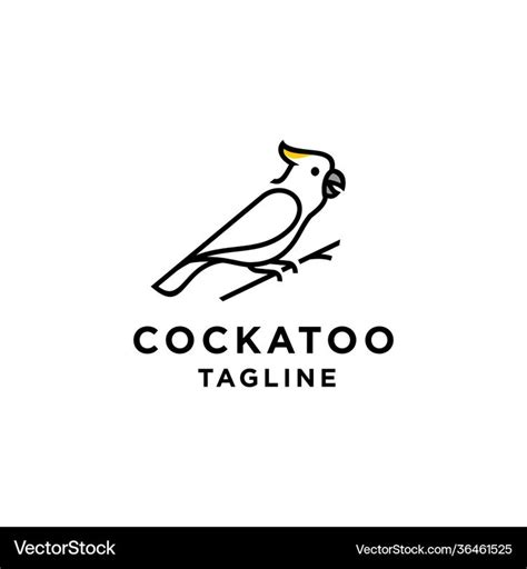 Simple Line Cockatoo Bird Logo Icon Design Vector Image On Vectorstock In 2025 Logo Outline