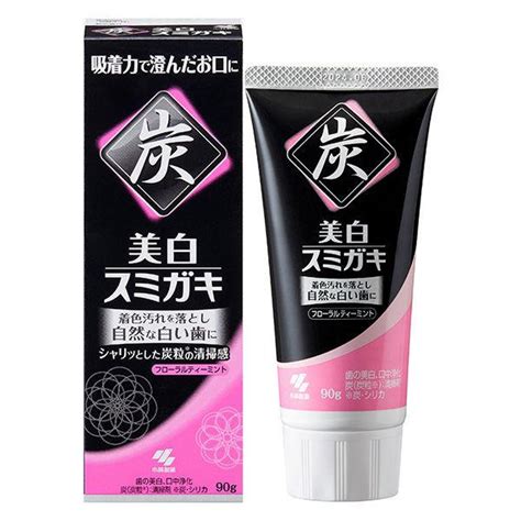 미백스미가키 탄입자숯・실리카배합 플로랄 티 민트 의 향기 90g 코바야시 제약 미백 화이트닌구 치약 양치질 재팬스토어 일본약 의약품 전문 직구 쇼핑몰