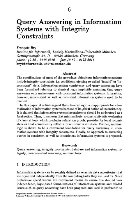 pdf query answering in information systems with integrity constraints