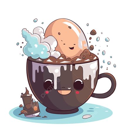 핫 초콜릿 폭탄 벡터 초콜릿 만화와 함께 뜨거운 코코아 한 잔 안에 귀여운 계란 스티커 클립 아트 상표 클립 아트 Png 일러스트 및 벡터 에 대한 무료 다운로드
