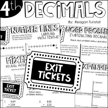 Fourth Grade Exit Tickets Decimals By Reagan Tunstall TPT