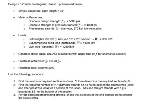 Design A 12 Wide Rectangular Class U Prestressed