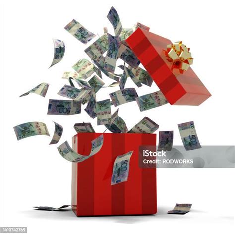3d 렌더링 열린 빨간색 선물 상자에서 나오는 많은 500 벨로루시 루블 노트 상자에서 날아 다니는 돈 0명에 대한 스톡 사진 및 기타 이미지 Istock