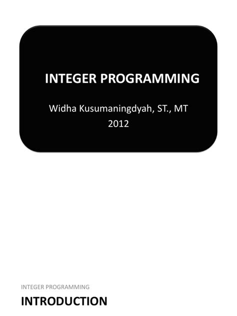 Materi 9 Integer Programming Cutting Plane Alg Pdf