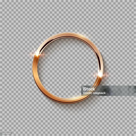 투명 한 배경에 격리 된 그림에 대 한 골든 원 프레임 사진 그림 카드 또는 사진을 위한 빈 공간입니다 3d 사실적인 현대 템플릿 벡터 일러스트레이션 벽에 간단한 골드 링