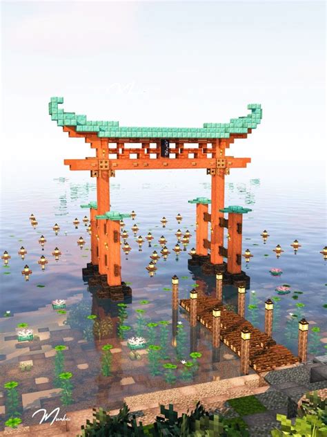 Japanese Torii Gate 💮🐉🌹 Minecraft Tutorial Minecraft Projects Minecraft Creations