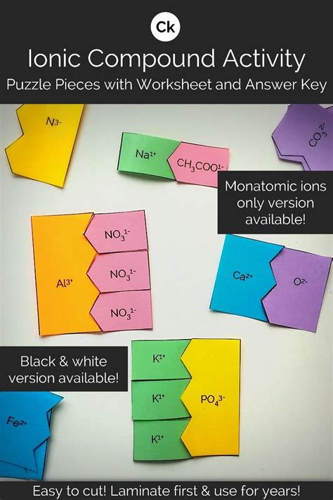 Chemistry Ionic Puzzle Piece Activity Answer Key