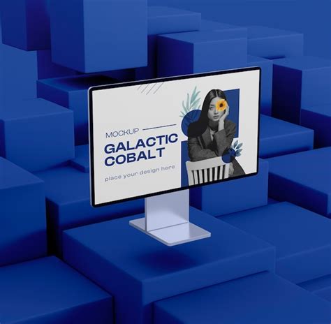 Premium Psd Screen Mockup On Blue Background