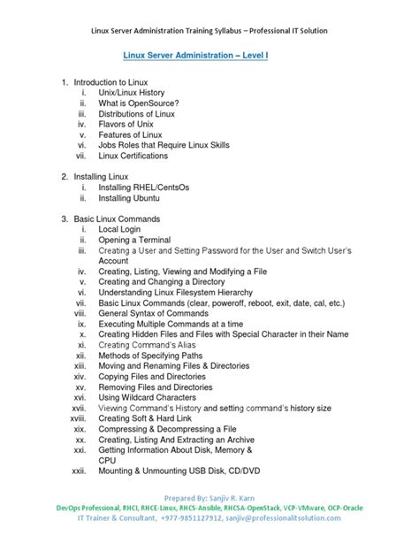 New Syllabus Linux Administration Professional It Solution Pdf