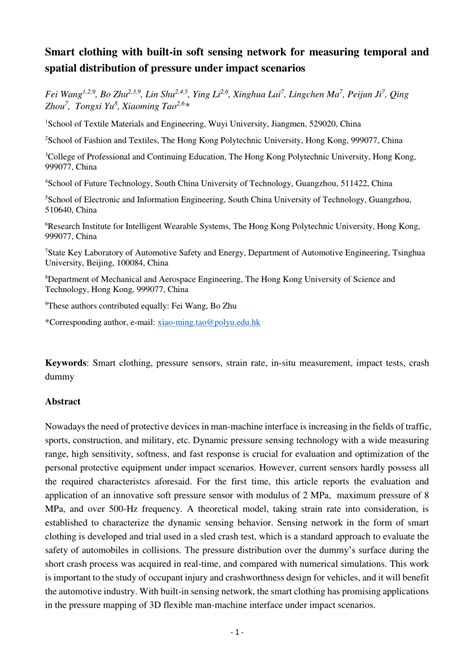 Pdf Smart Clothing With Built‐in Soft Sensing Network For Measuring