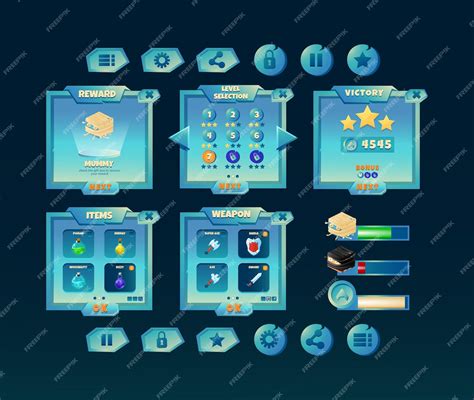 Premium Vector Game Ui Fantasy Glossy Space Kit Board Pop Up Interface With Bar And Icon