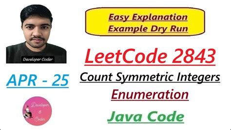 Count Symmetric Integers Leetcode 2843 Enumeration Java Code